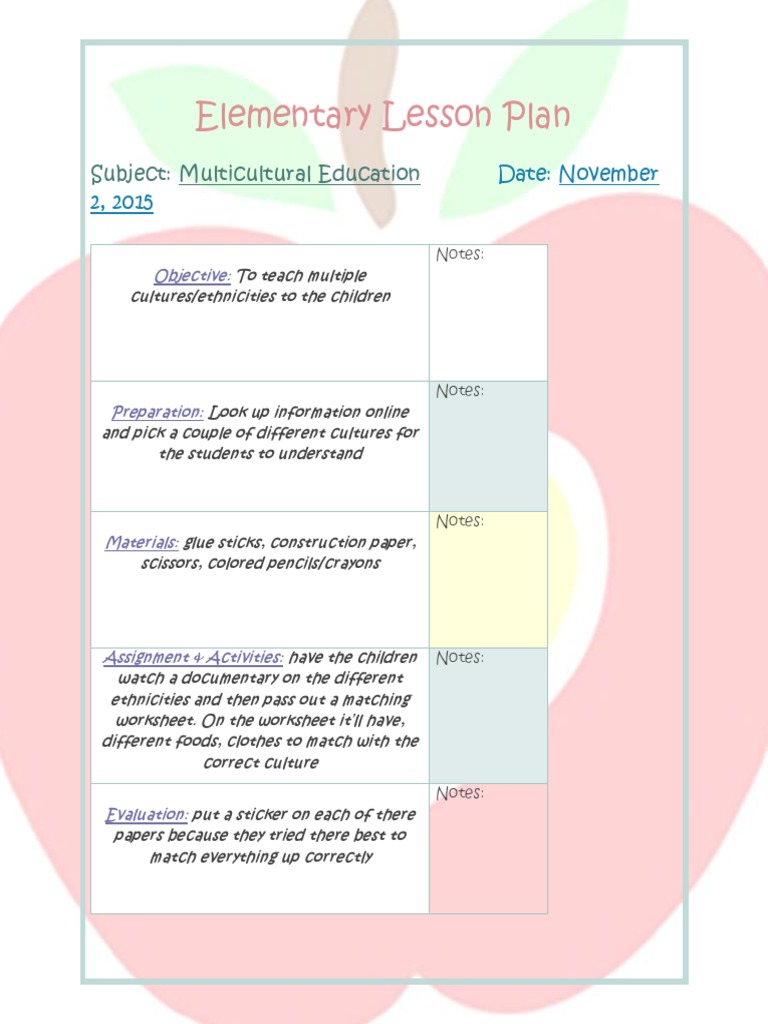 Multicultural Education Lesson Plan | PDF