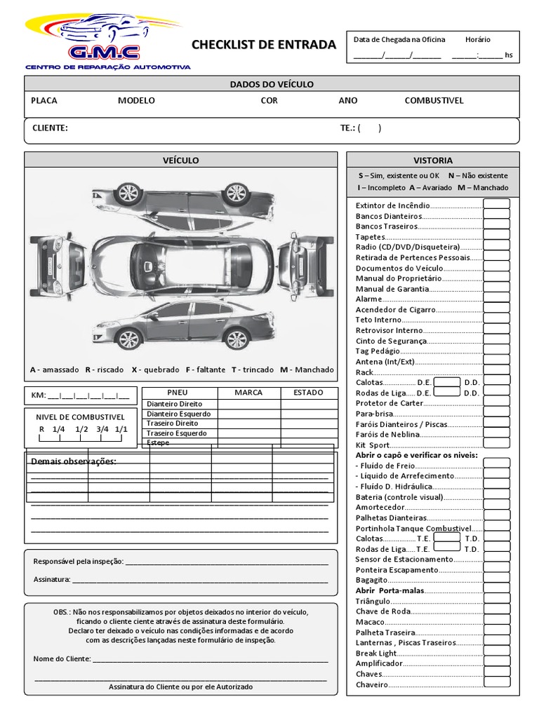 Checklist Gmc - Final | Layouts de Automóveis | Carro