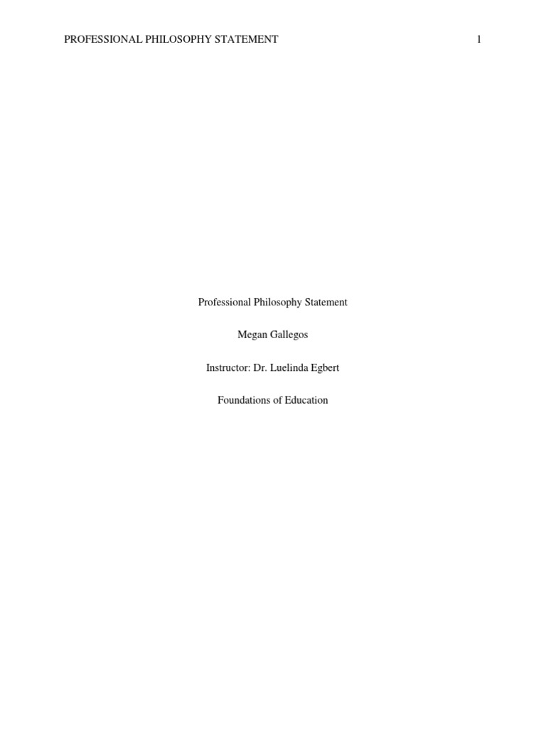 Professional Philosophy Statement 1 | PDF
