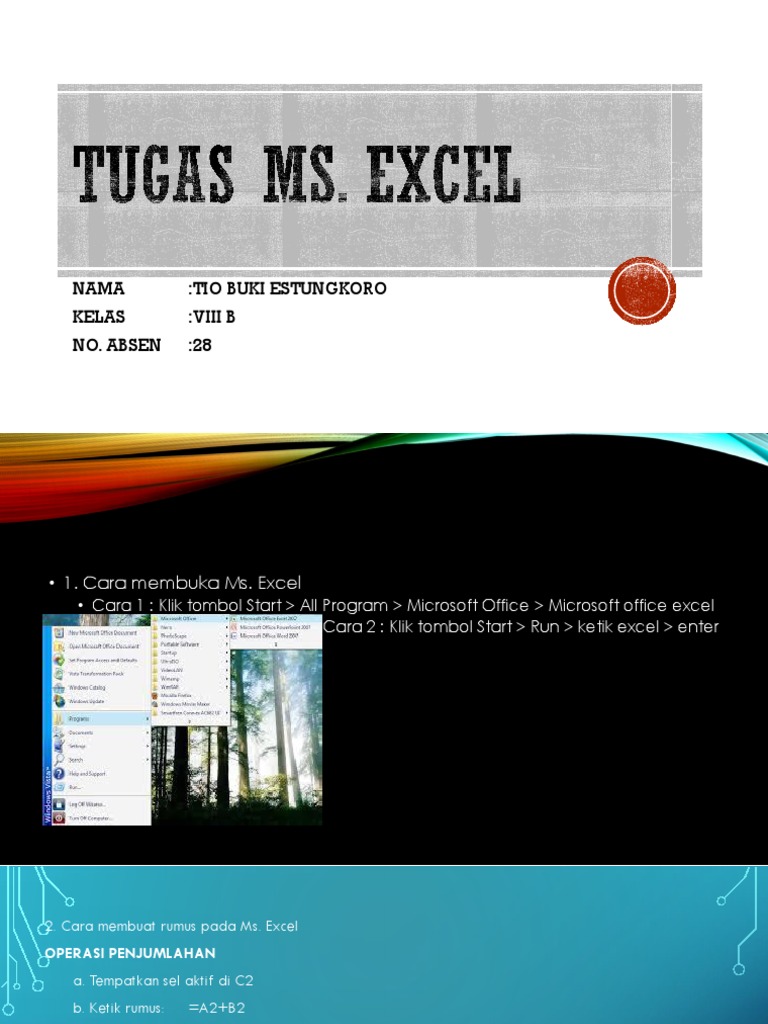 TUGAS MS Excel | PDF | Metode & Bahan Ajar | Komputer
