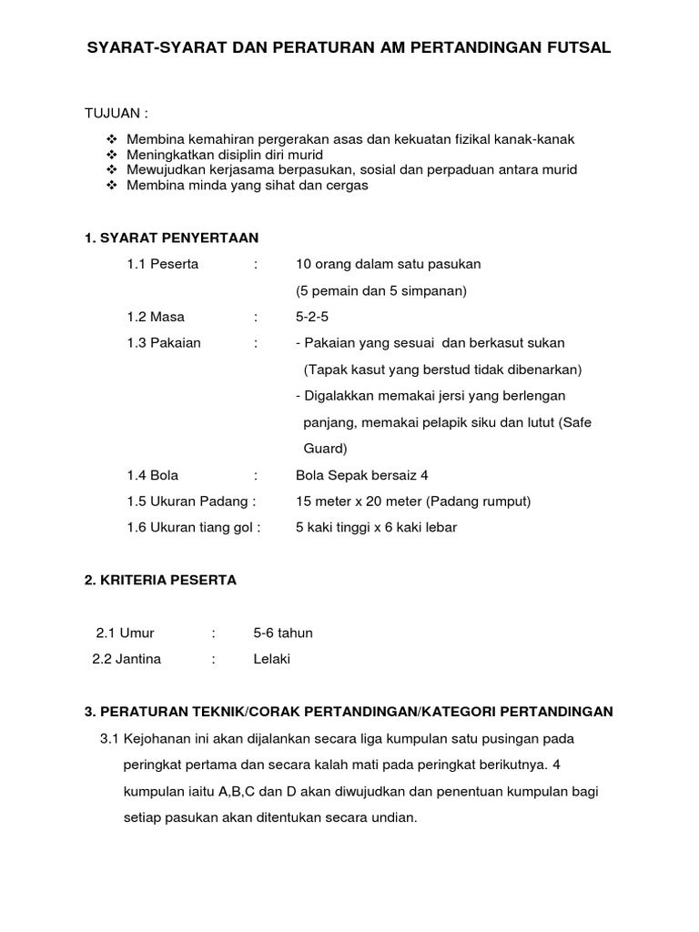 Syarat Dan Peraturan Futsal | PDF