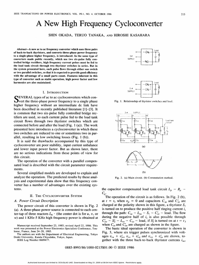 A New High Frequency Cycloconverter | PDF | Capacitor | Electrical ...