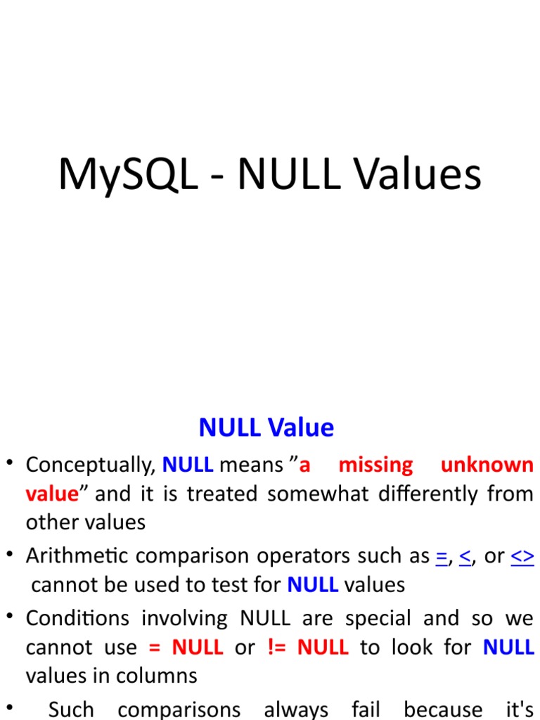 Mysql Handling Null Values Pdf Data Management Software Logic
