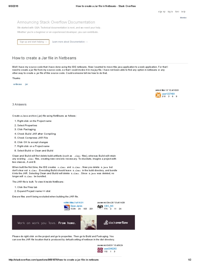 How To Create A Jar File In Netbeans Stack Overflow Pdf Net Beans Applications And Software