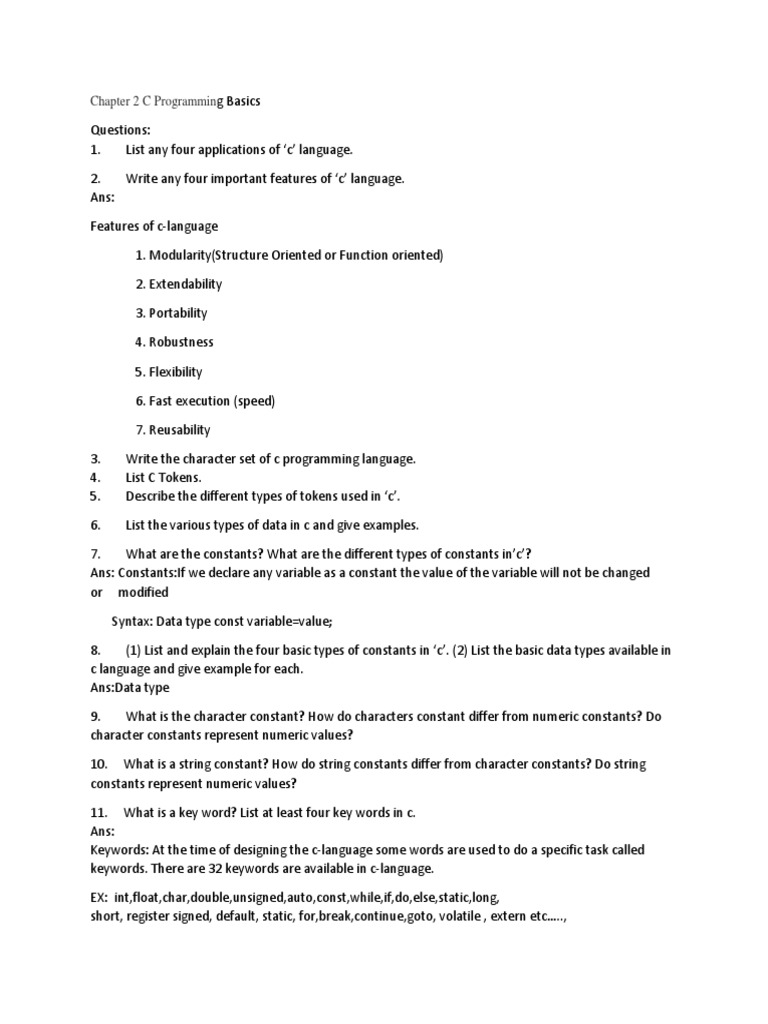 Chapter 2 C Programming Basics | PDF | C (Programming Language ... Chapter 2 C Programming Basics | PDF | C (Programming Language ...