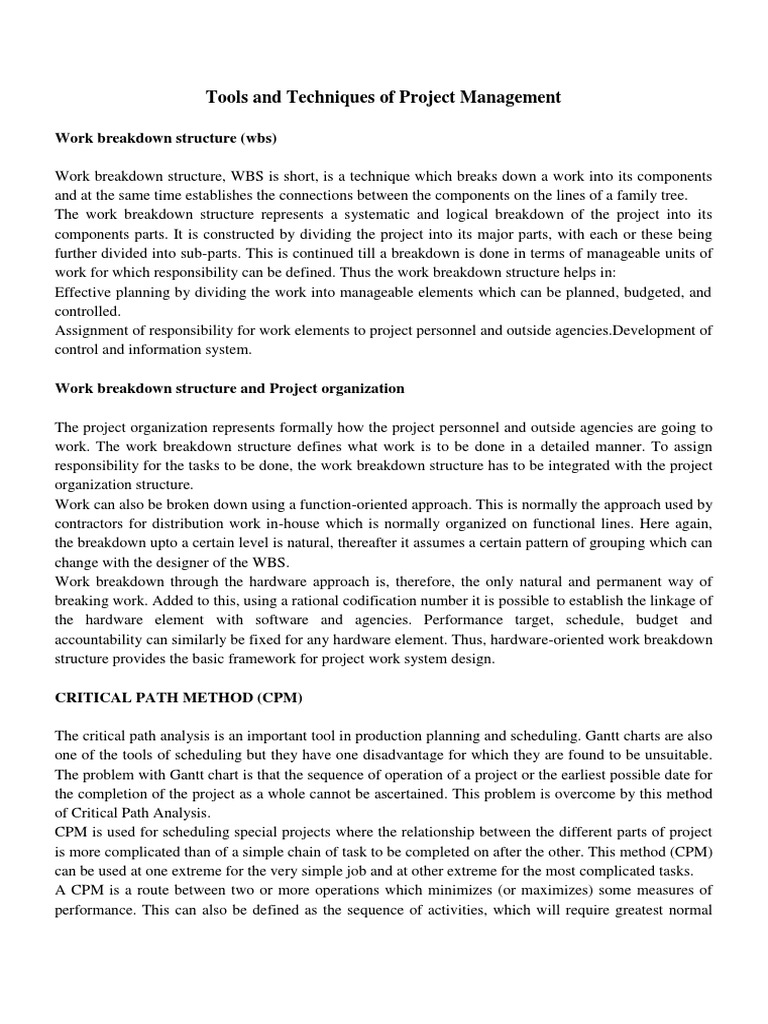Tools and Techniques of Project Management | PDF | Systems Science ...