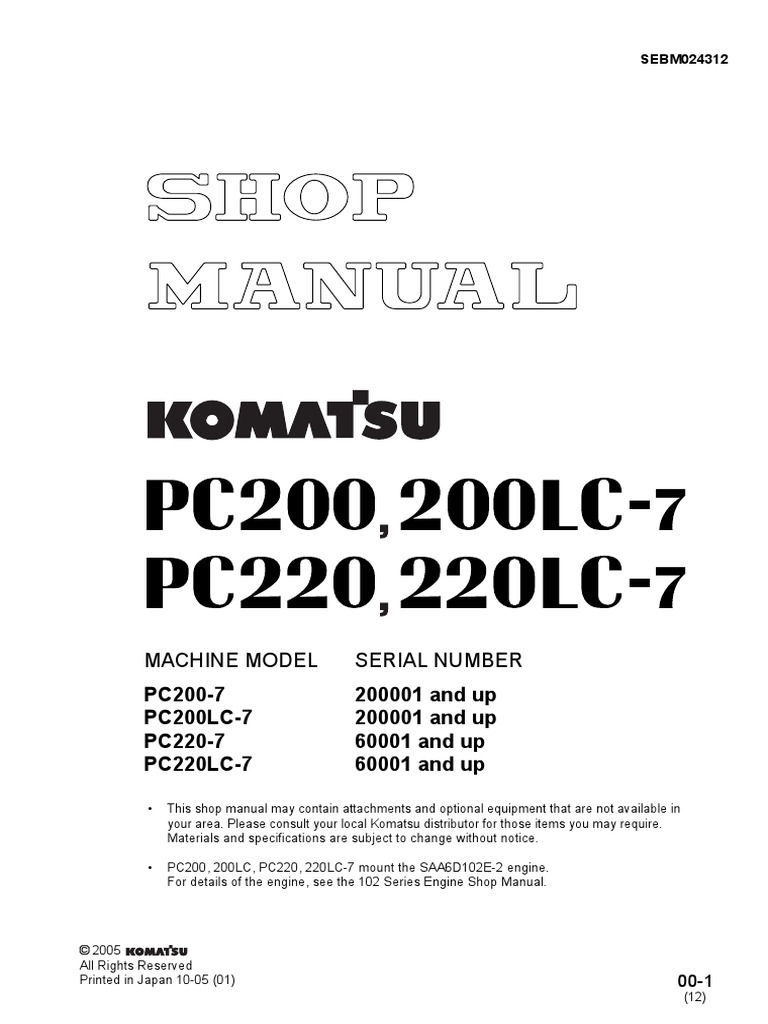 SM PC200, PC200LC-7 | PDF | Rope | Electrical Connector