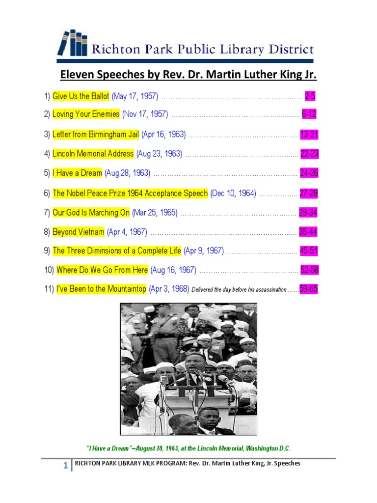 MLK Speeches PDF | PDF | Love | Sermon