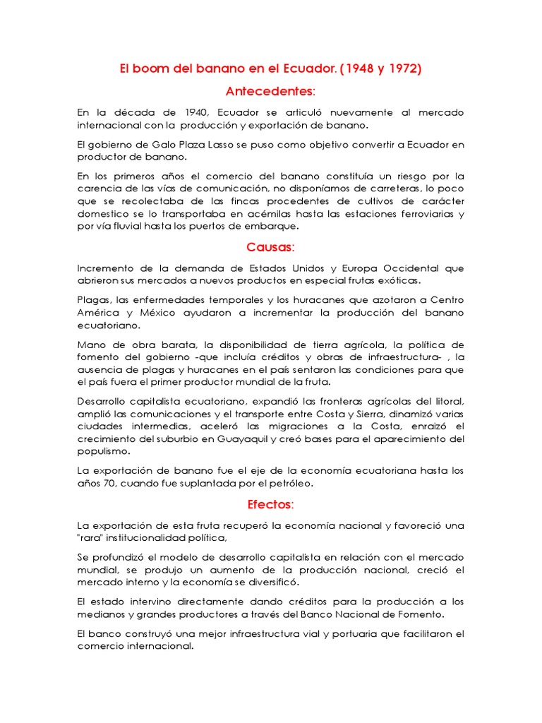 El auge bananero en Ecuador (1948-1972) | PDF | Ecuador | Agricultura