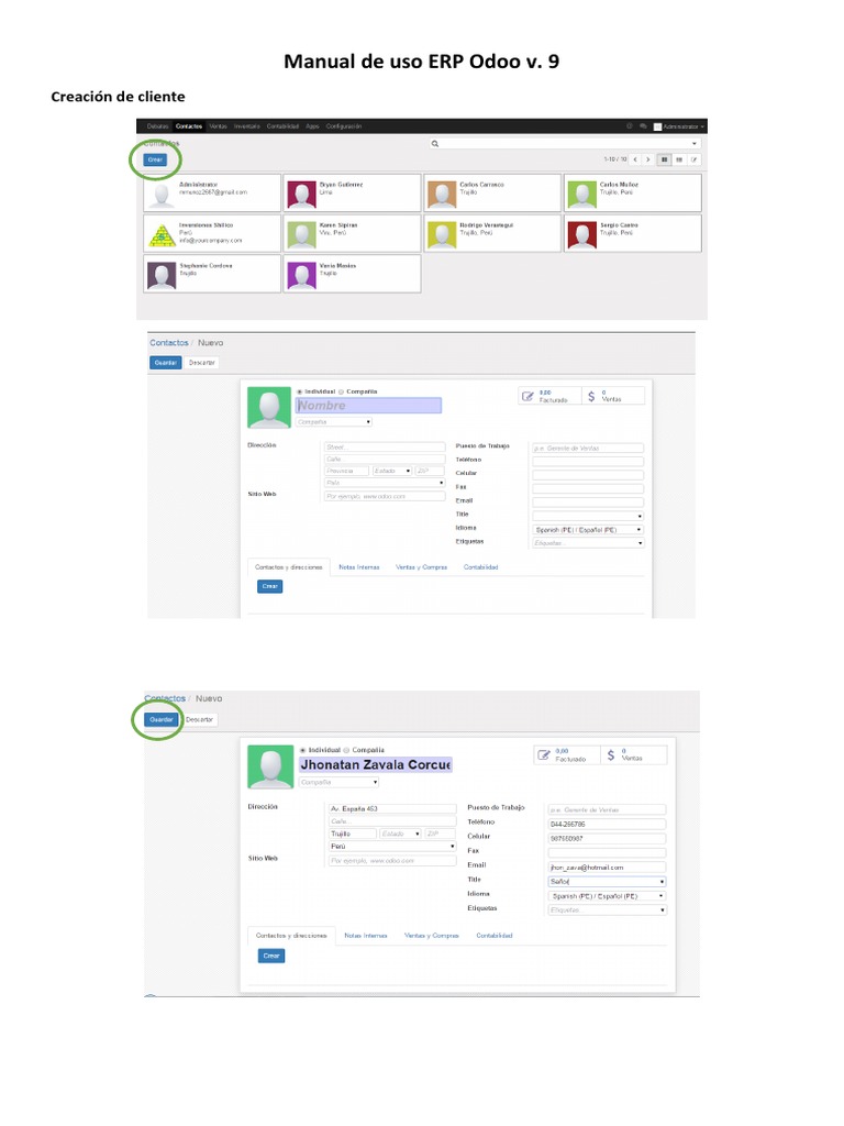 Manual de Uso ERP Odoo V | PDF