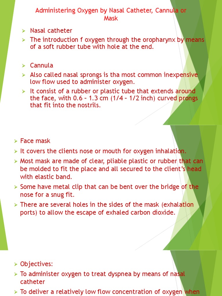 Administering Oxygen by Nasal Catheter, Cannula | Breathing | Respiration