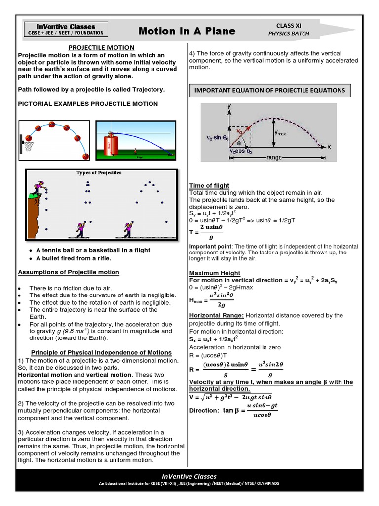 Theory Projectile Motion | Trajectory | Gravity