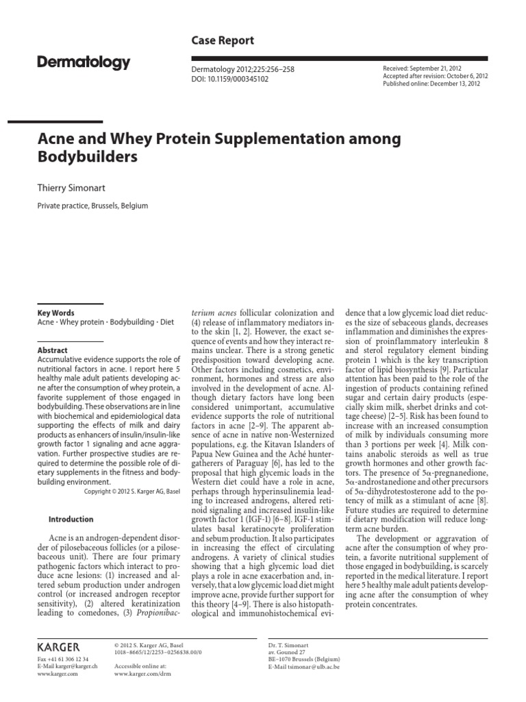 Acne and Whey Protein Supplementation Among Bodybuilders PDF | PDF ...