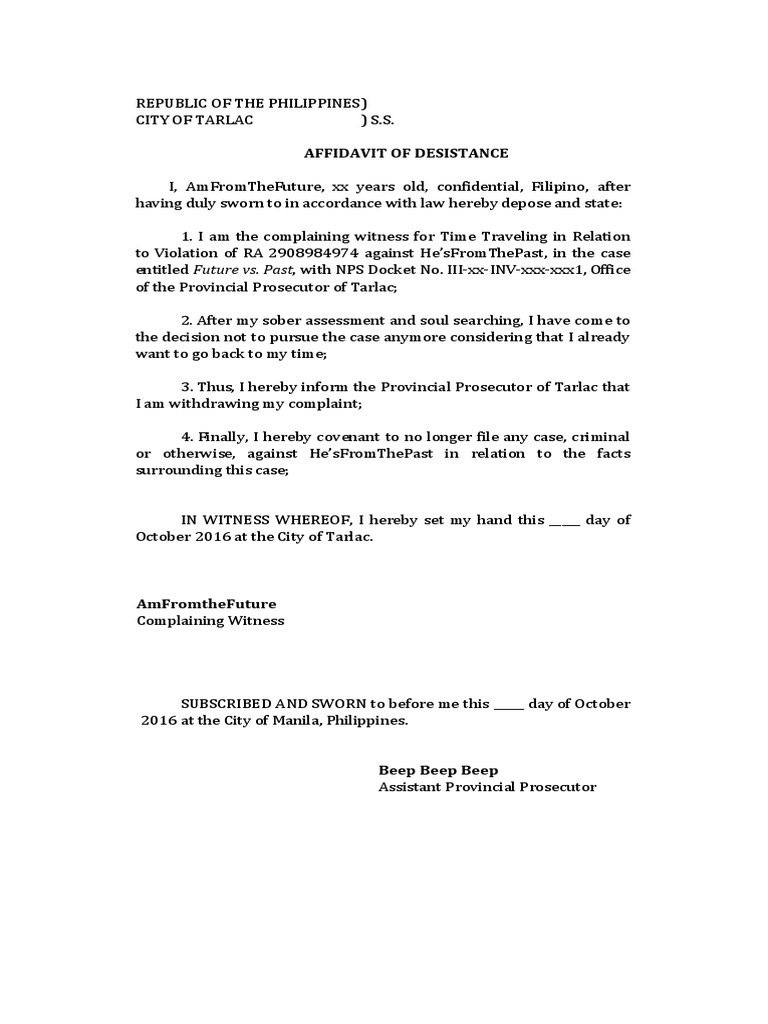 Affidavit of Desistance | PDF