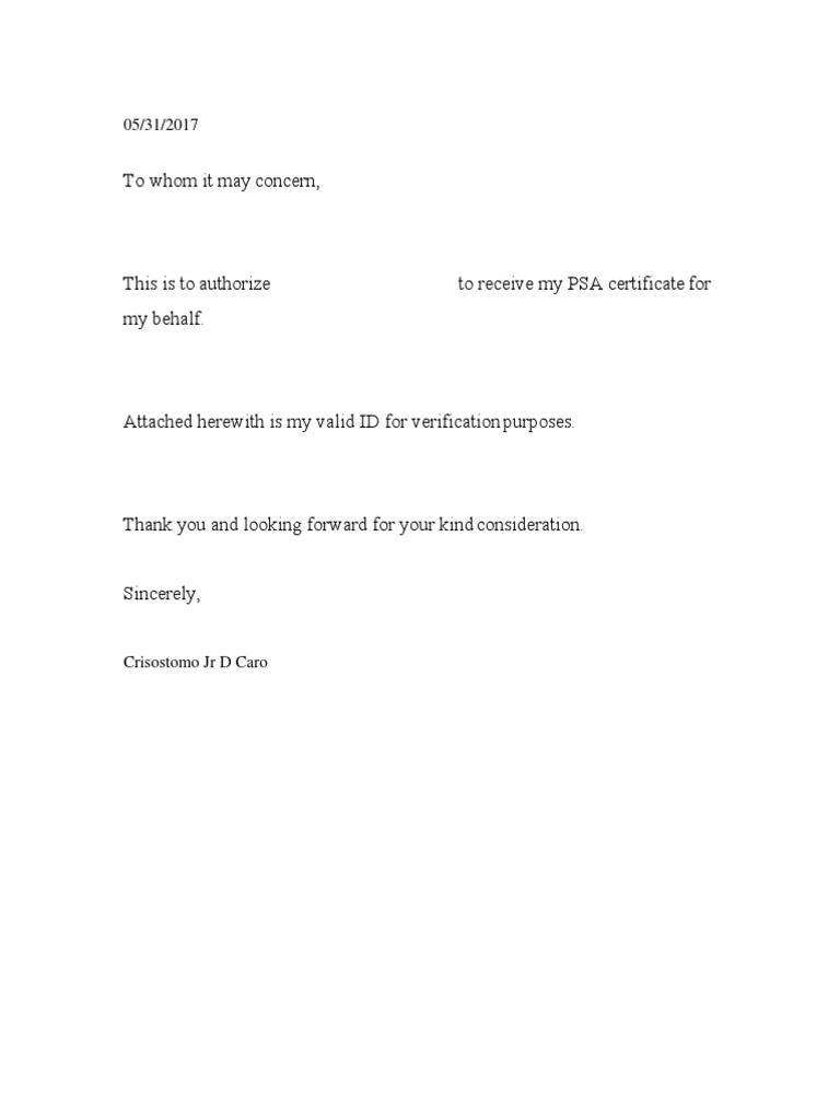 Authorization Letter | PDF