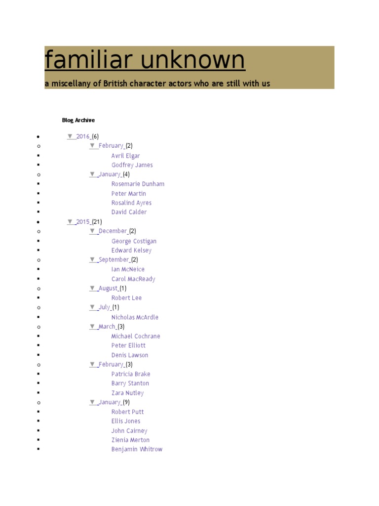 British Character Actors Today | PDF | Entertainment (General) | Leisure