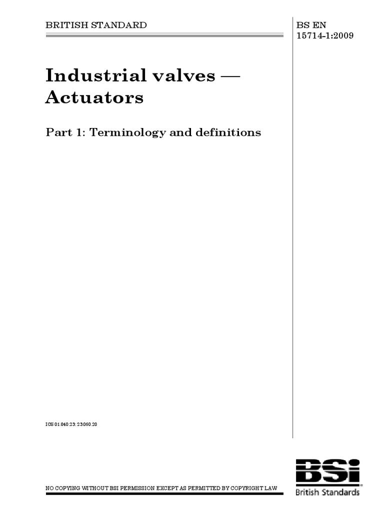 BS en 15714-1 | PDF | Actuator | Valve