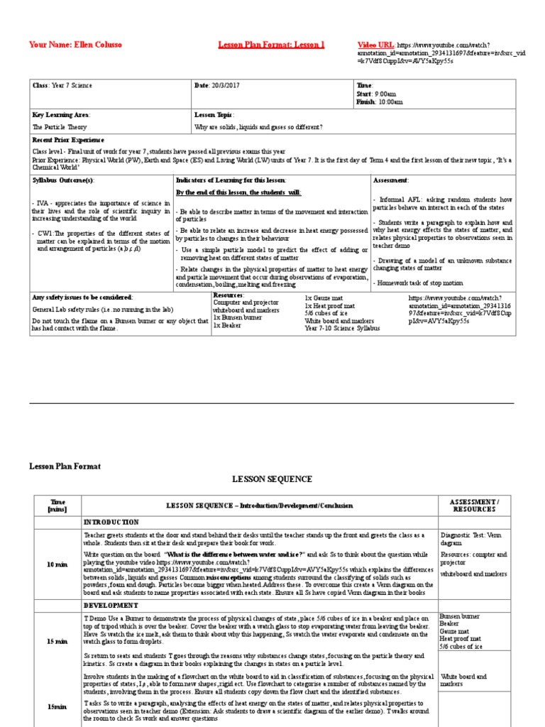 Chemical World Lesson Plan | PDF | Matter | Density