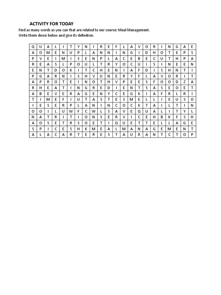 Activity Word Puzzle | PDF
