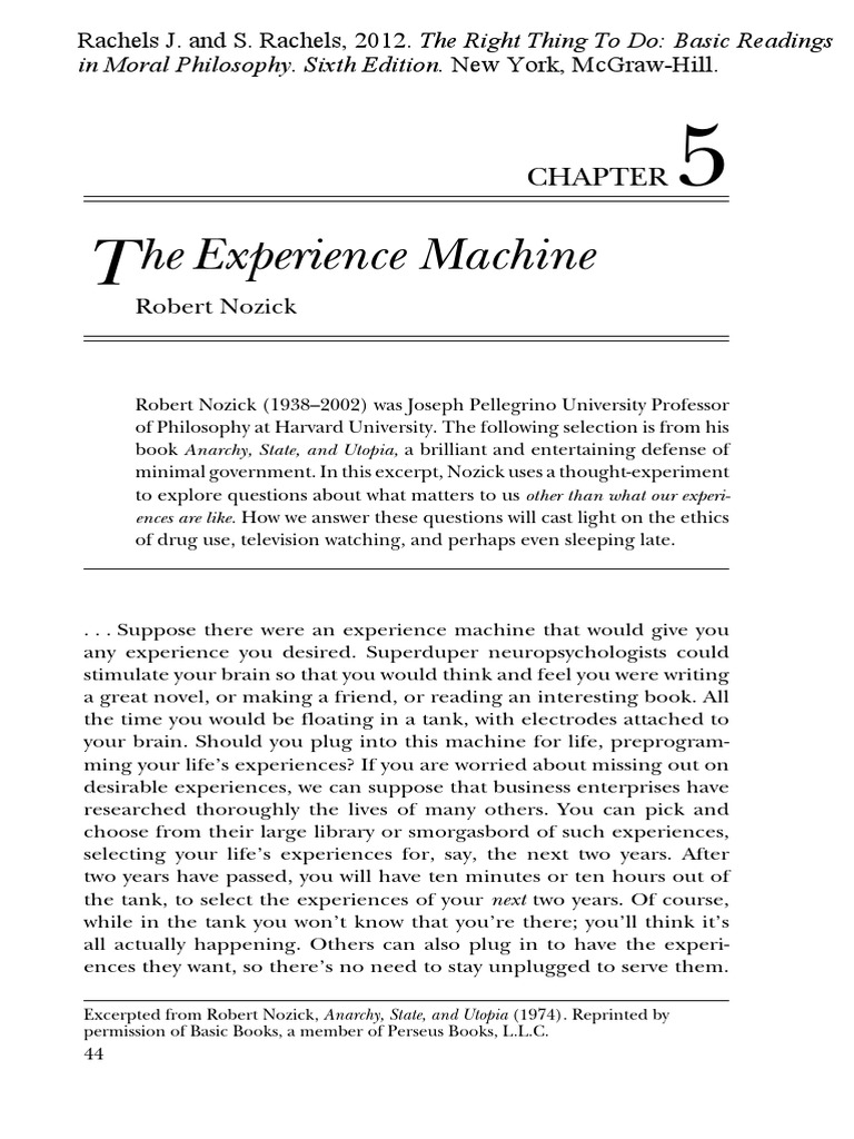 experience machine.pdf | Truth | Metaphysics