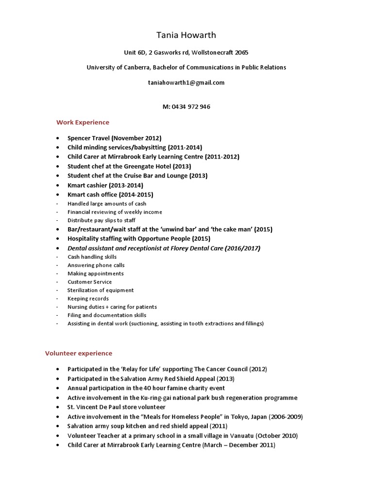 Tania Howarth Resume | PDF | Public Relations | Health Care