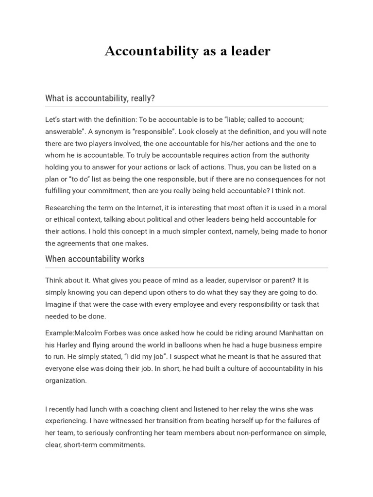 Accountability | PDF | Accountability | Goal