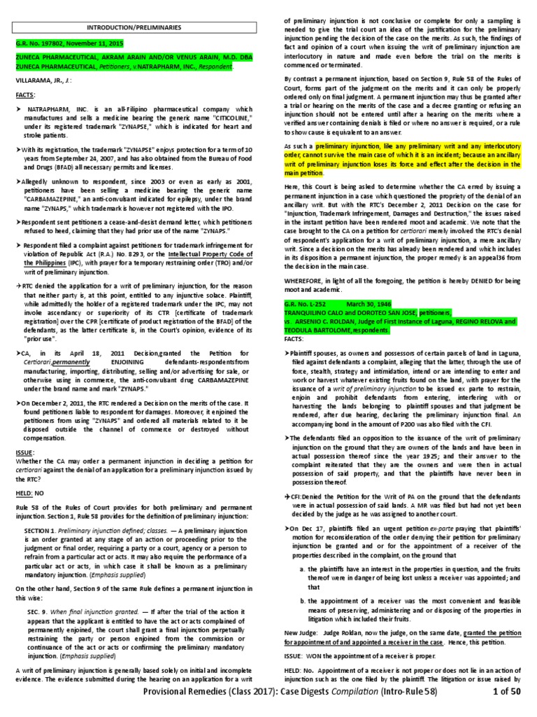 Rule 58: Injunctions in Trademark Dispute | PDF | Injunction | Equity (Law)