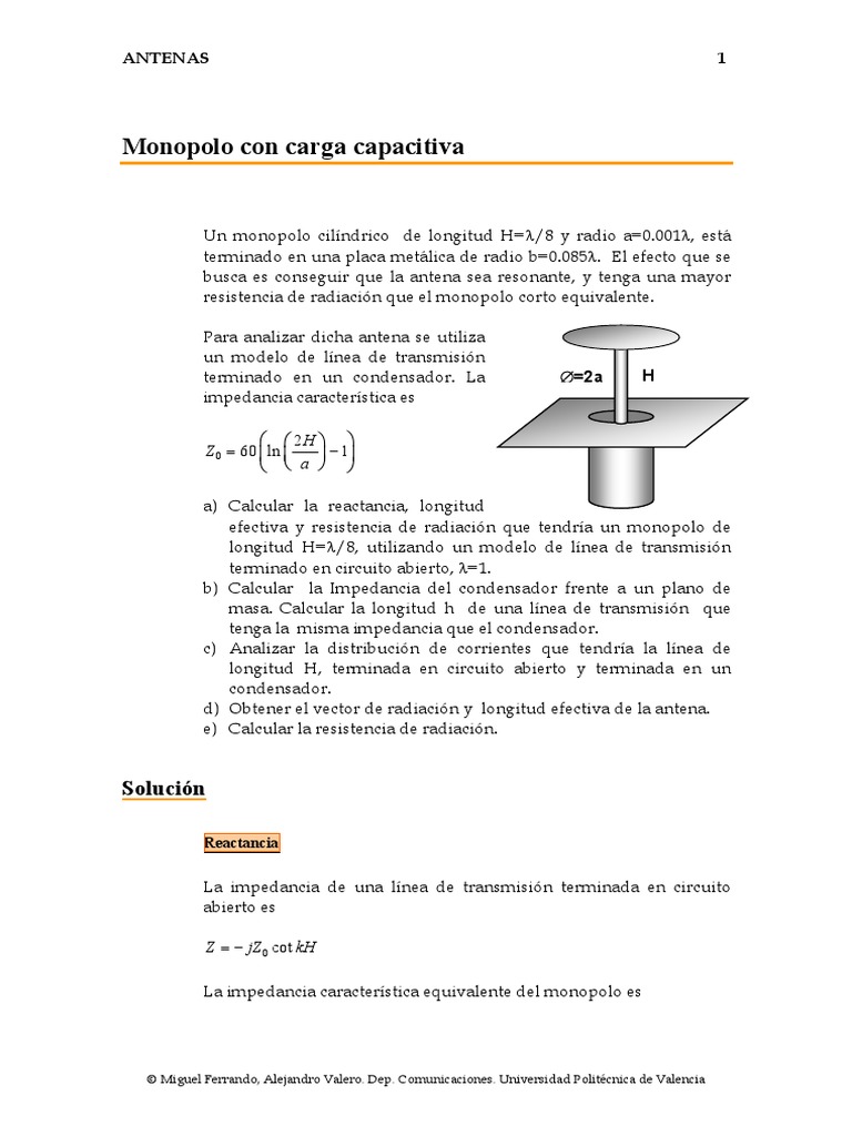 Carga Capacitiva | PDF | Antena (Radio) | Impedancia eléctrica