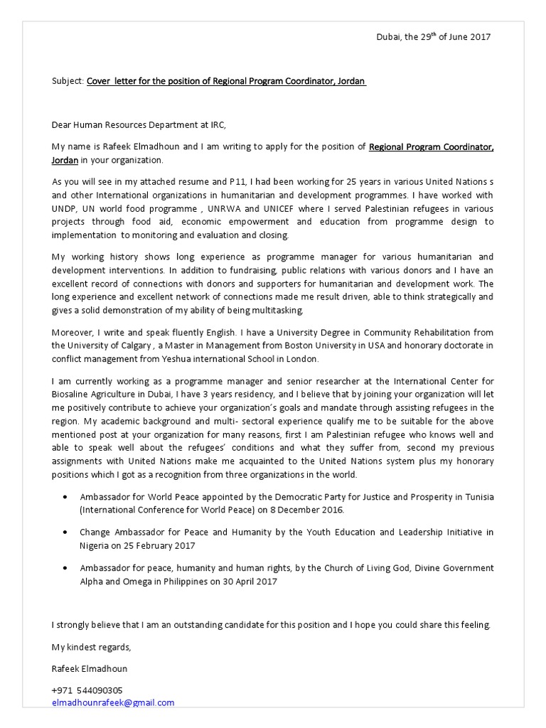 Motivation Letter SIF | PDF | United Nations | International Relations