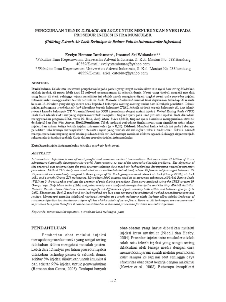Utilizing Z-Track Air Lock Technique To Reduce Pain in Intramuscular ...