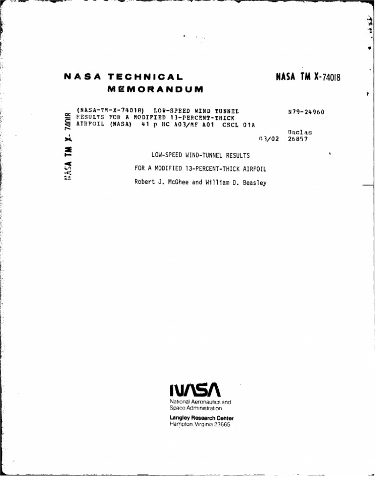 Nasa TM X-74018 (Nasa Mod | PDF | Lift (Force) | Airfoil