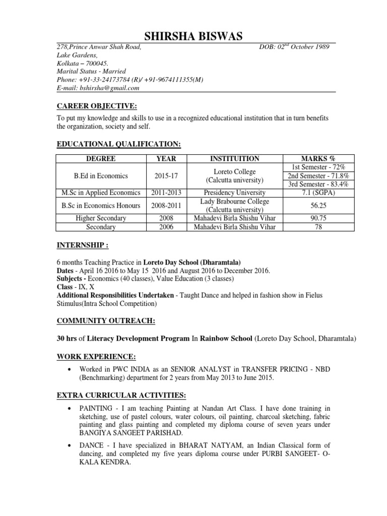 SHIRSHA BISWAS - Resume PDF | PDF | Adolescence | Psychology SHIRSHA BISWAS - Resume PDF | PDF | Adolescence | Psychology