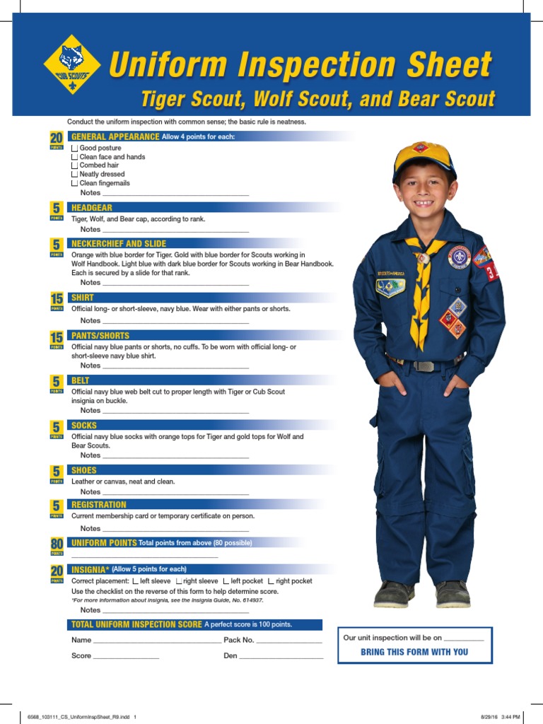 Uniform Inspection Sheet | PDF | Softlines (Retail) | Uniforms