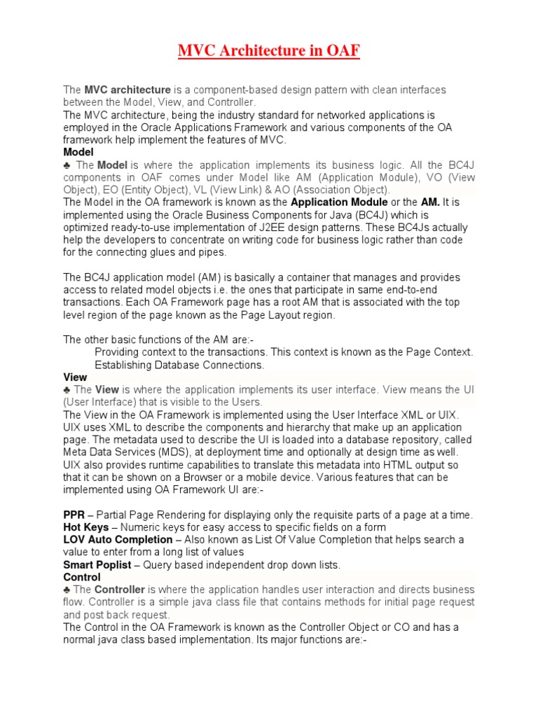 MVC Architecture in OAF | PDF | Information Technology | Software Engineering
