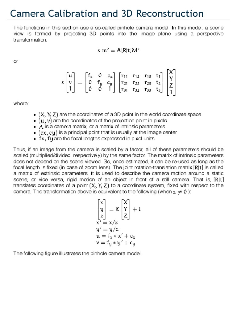 Camera Calibration And 3d Reconstruction Opencv 2 4 13 2 Documentation Pdf Mathematical