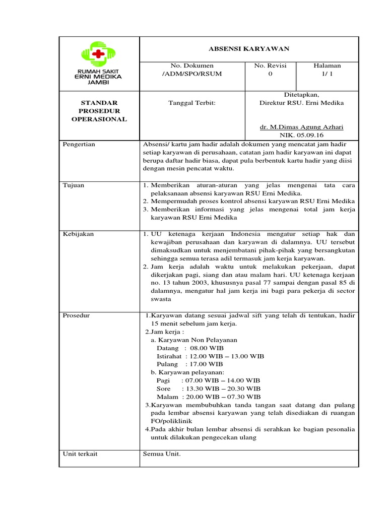 Sop Absensi Karyawan | PDF