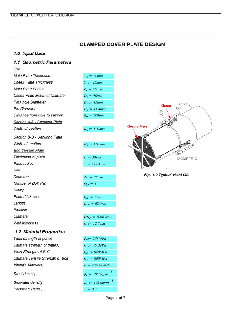 Clamped Cover Plate Design | PDF | Screw | Strength Of Materials
