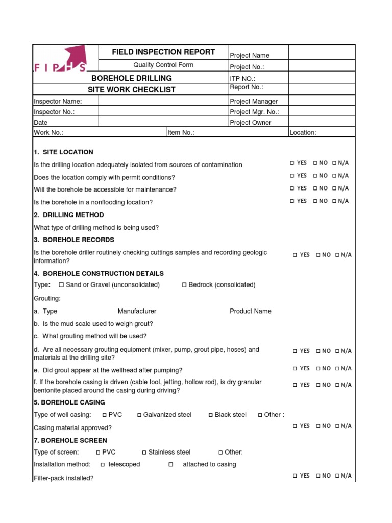 Borehole Drilling Check List | PDF | Borehole | Oil Well
