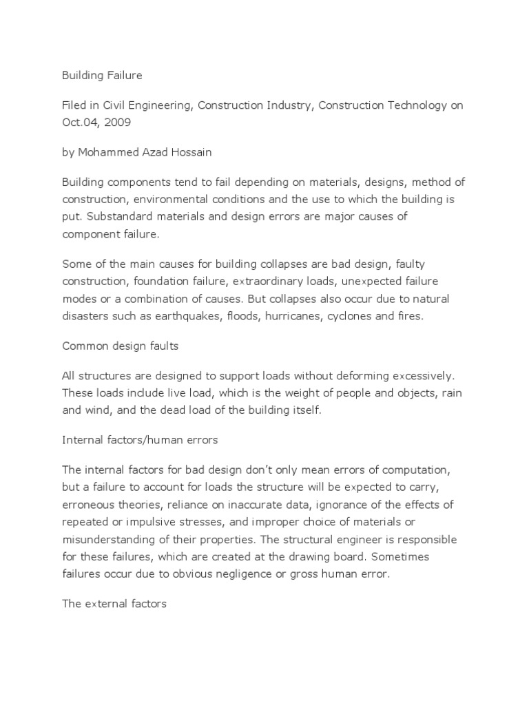Building Failure | PDF | Structural Load | Specification (Technical ...
