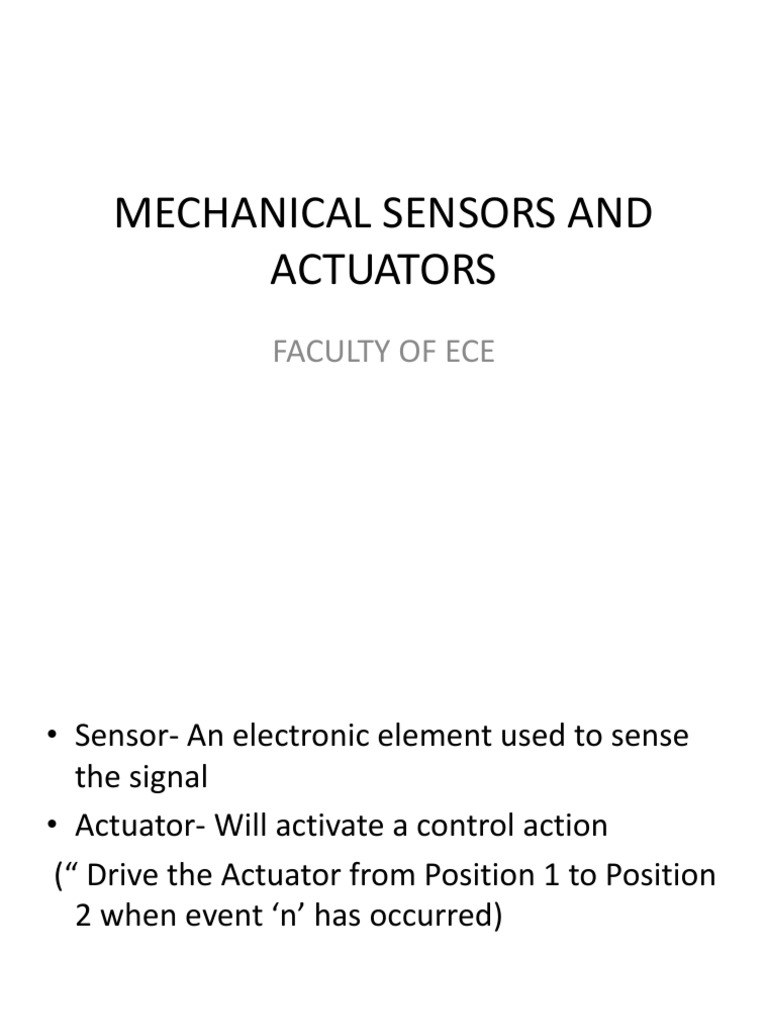 Mechanical Sensors and Actuators: Faculty of Ece | PDF | Actuator ...