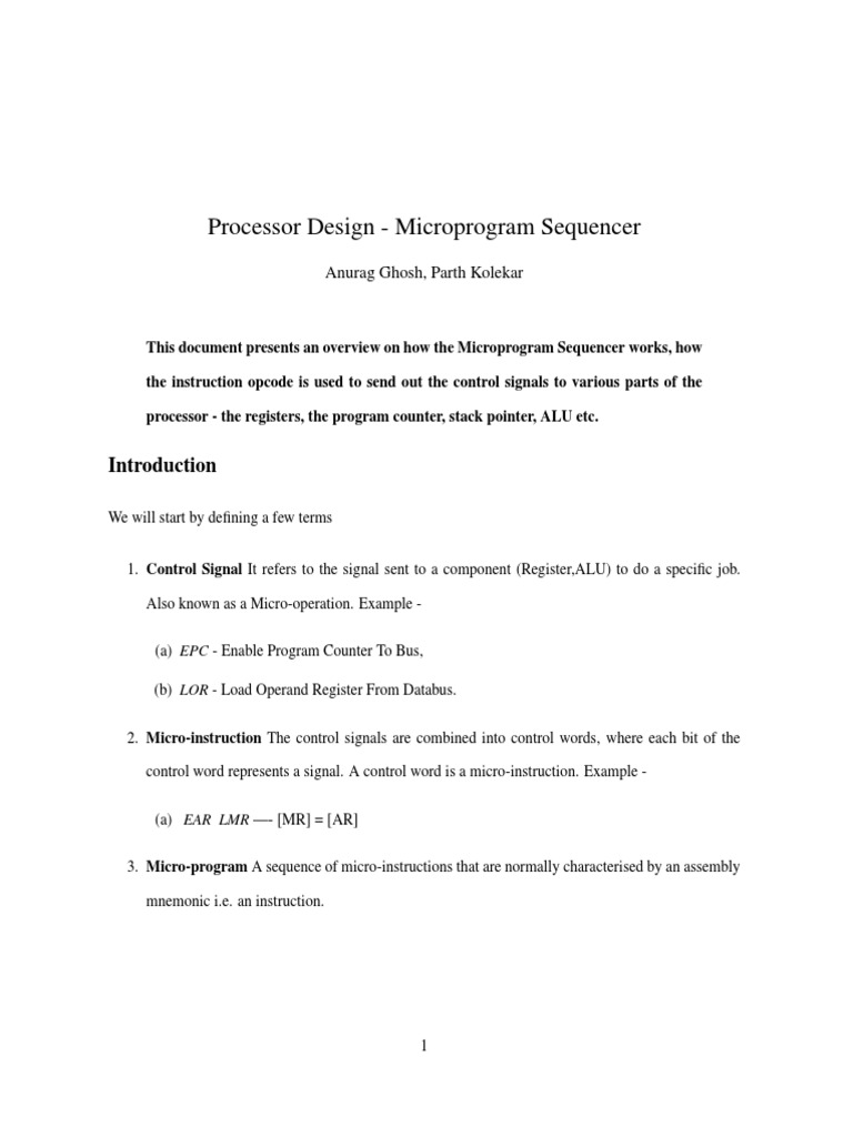 MicroProgram Sequencer | PDF | Electronic Design | Computer Hardware