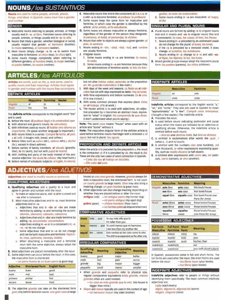 Spanish Handout | PDF