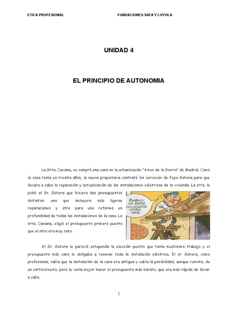 Unidad 4 El Principio de Autonomia | PDF | Comercio justo | Los ...