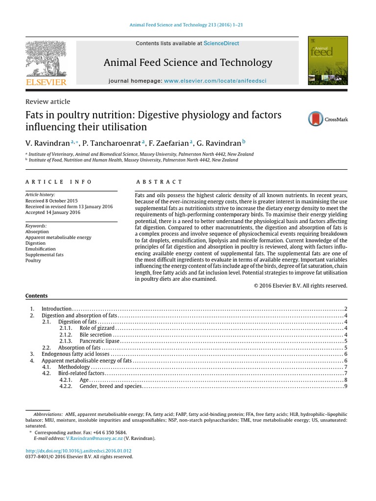 Fats in Poultry Nutrition Digestive Physiology and Factors | Download ...