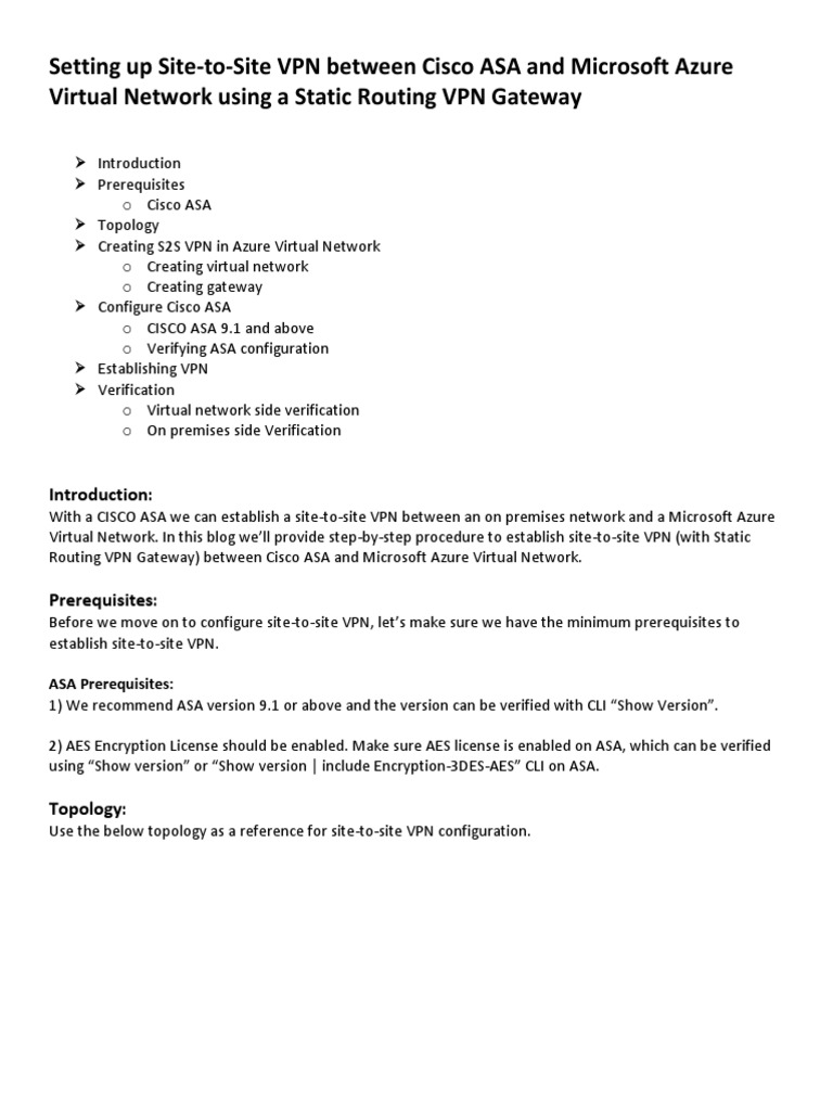 Step by Step Guide To Set Up Site-To-Site VPN Using Cisco ASA | PDF ...