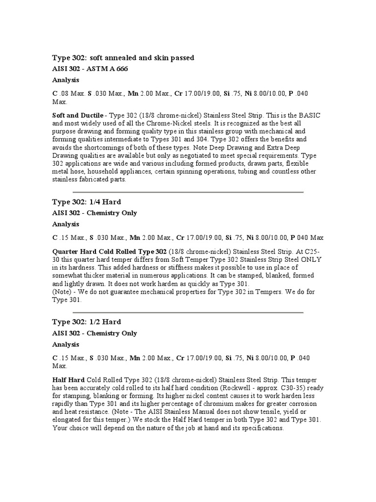 Aisi 302 - 304 | PDF | Stainless Steel | Annealing (Metallurgy)