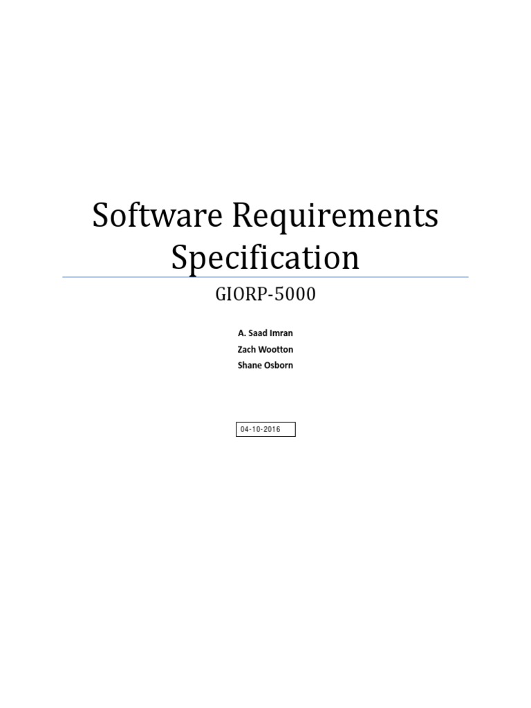 SRS document | Specification (Technical Standard) | User Interface