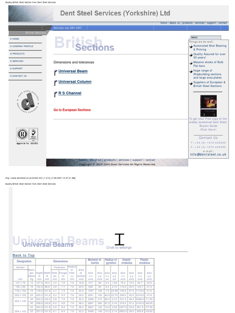 British Steel Sections PDF | PDF | Building Engineering | Materials