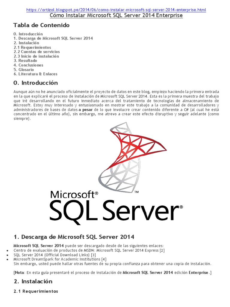 Instlar SQL Server 2014 Enterprise Español-España | PDF | Servidor SQL ...