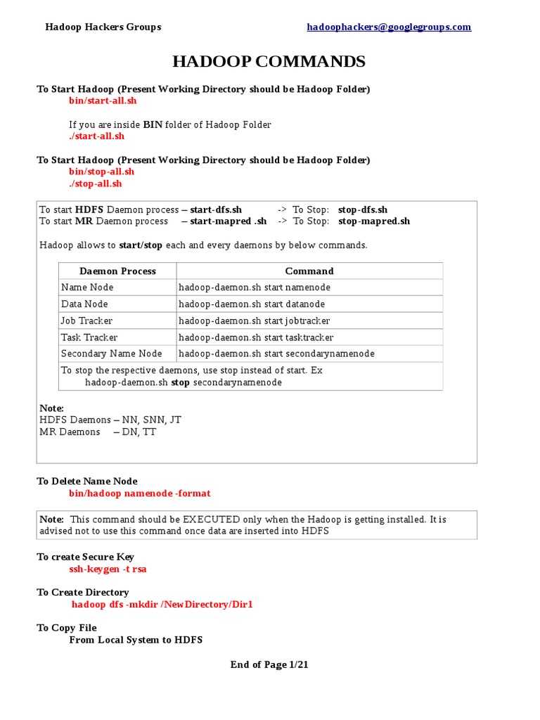 Hadoop Imp Commands | PDF | Apache Hadoop | Computer File